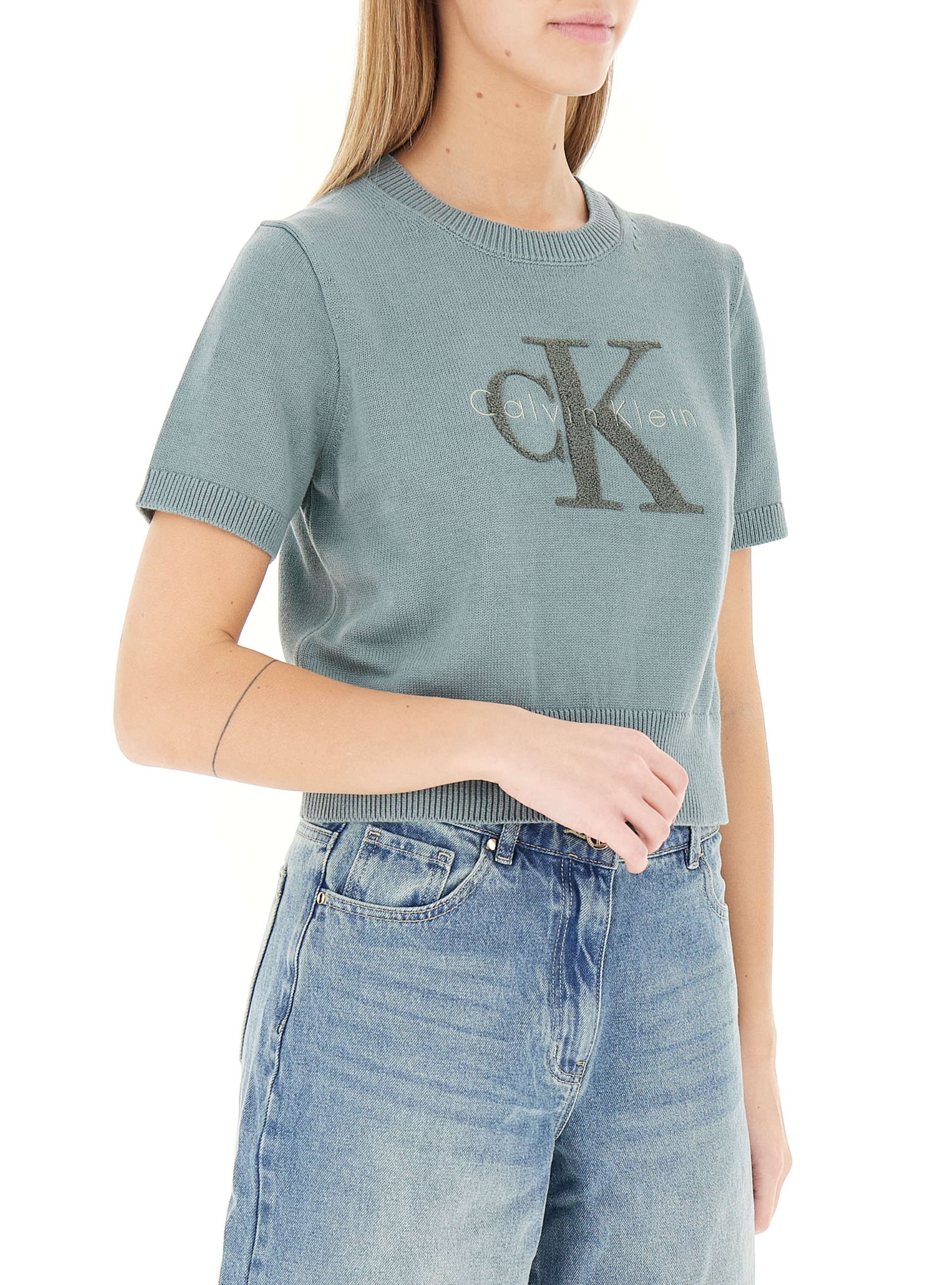 CALVIN KLEIN T-shirt in maglia JEANS 42449_LV044E306G_PNO | Sorelle Ramonda